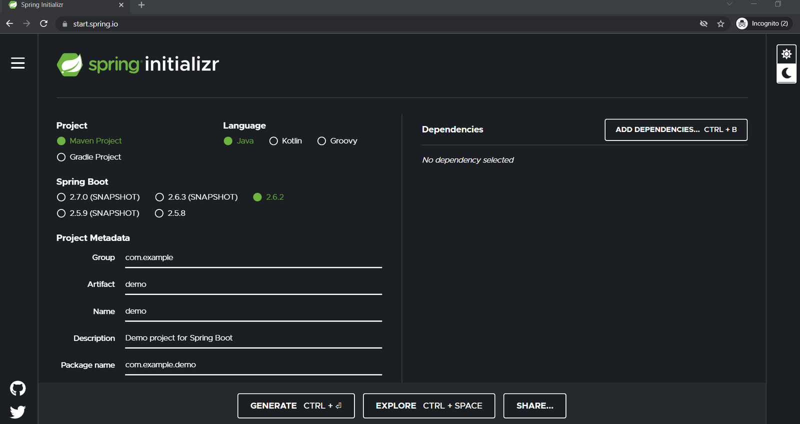 Create Spring Boot Project Using Spring Initialzer Codersathi